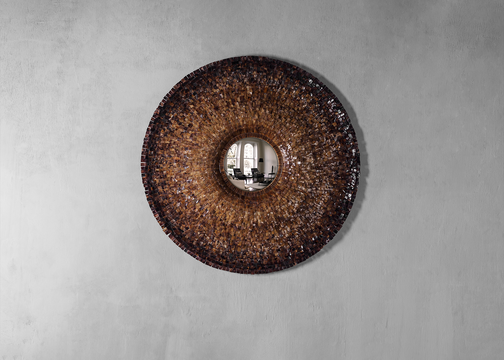 Round wall mirror - pen shell frame